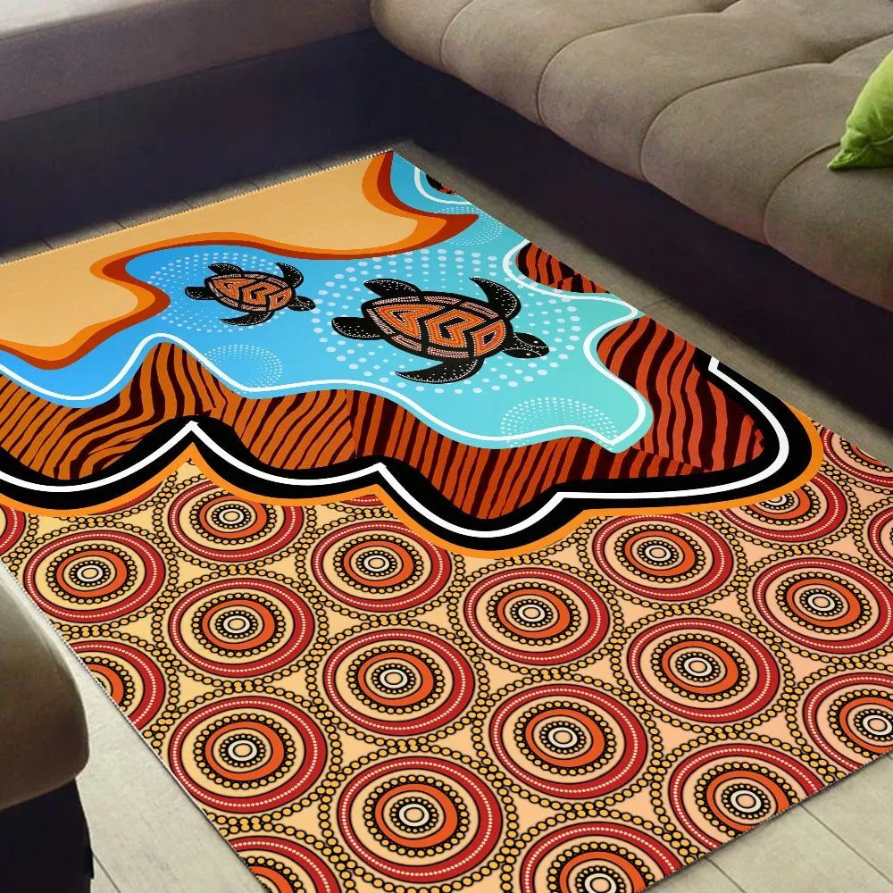 Aboriginal Dot Painting Carpet Rug Turtlr Orange Color Rarrk ...